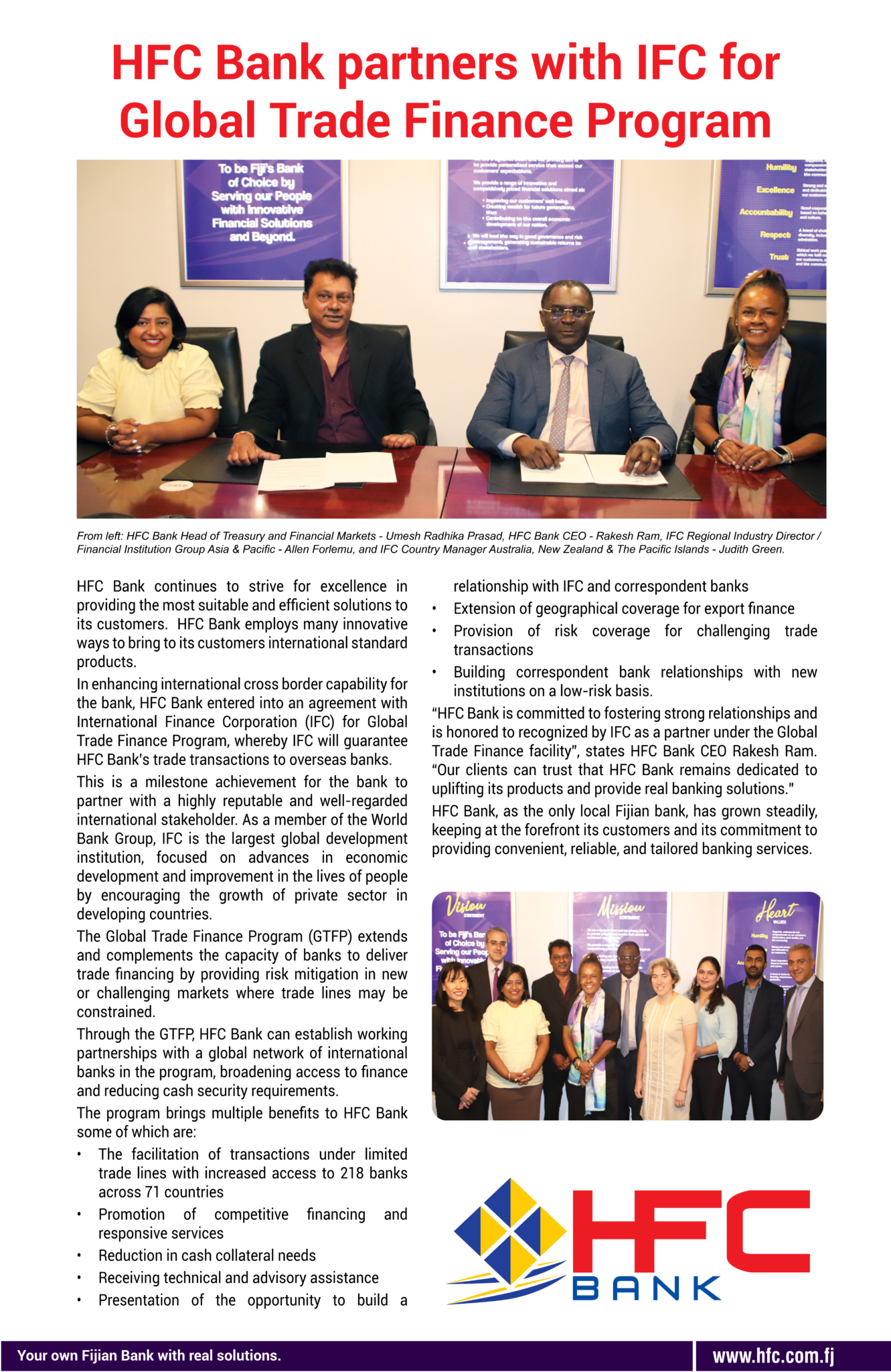 HFC Bank partners with IFC for Global Trade Finance Program - HFC Bank